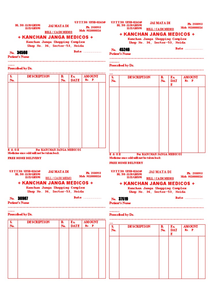 Medical Store Invoice | PDF | Health Care | Medicine