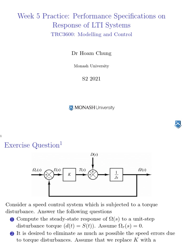 Week 5 Practice: Performance Specifications On Response of LTI Systems ...