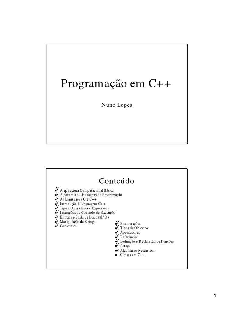 Programacao em C++ | PDF | C (linguagem de programação) | C