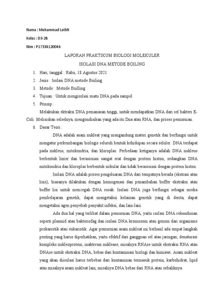 Isolasi DNA dan RNA: Metode Boiling & Trizol | PDF