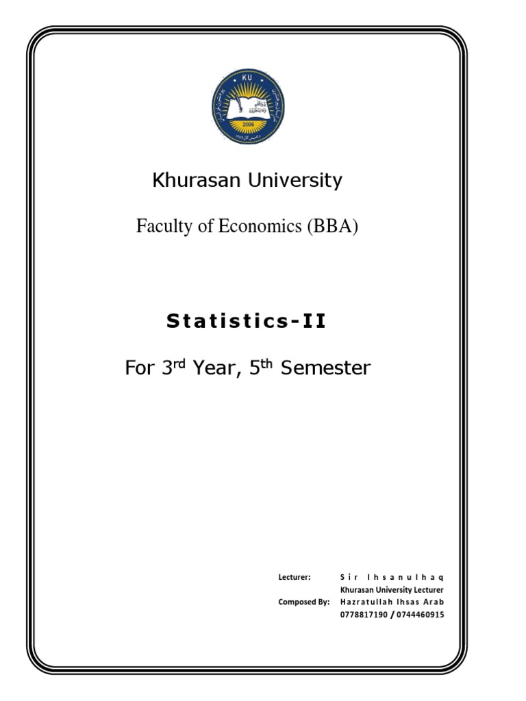 Khurasan University Faculty of Economics (BBA) : Statistics-II | PDF | Index (Economics) | Stock ...