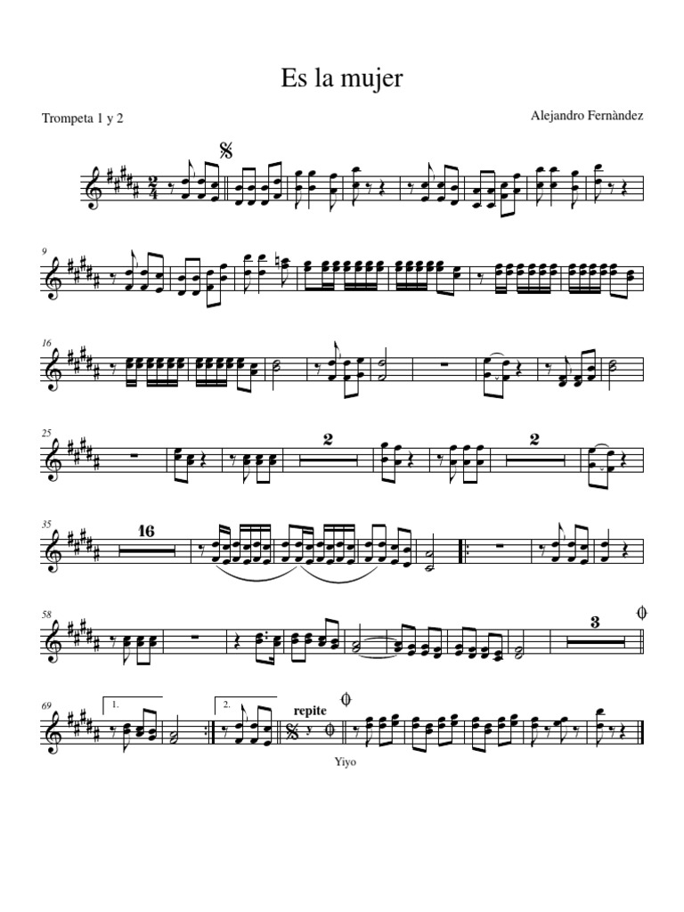 Partitura Es La Mujer Para Trompeta Pdf
