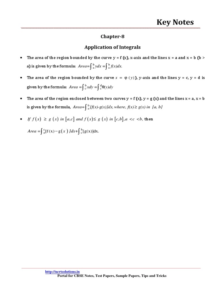 Application of Integrals Notes | PDF