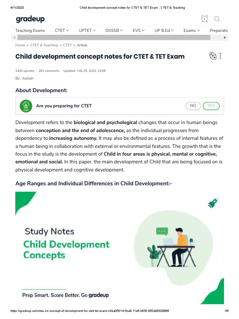 Child Development Concept Notes For CTET & TET Exam - CTET & Teaching ...