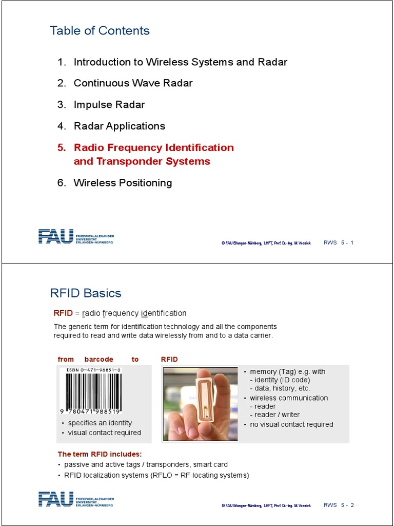 Introduction To Wireless Systems and Radar 2. Continuous Wave Radar 3 ...