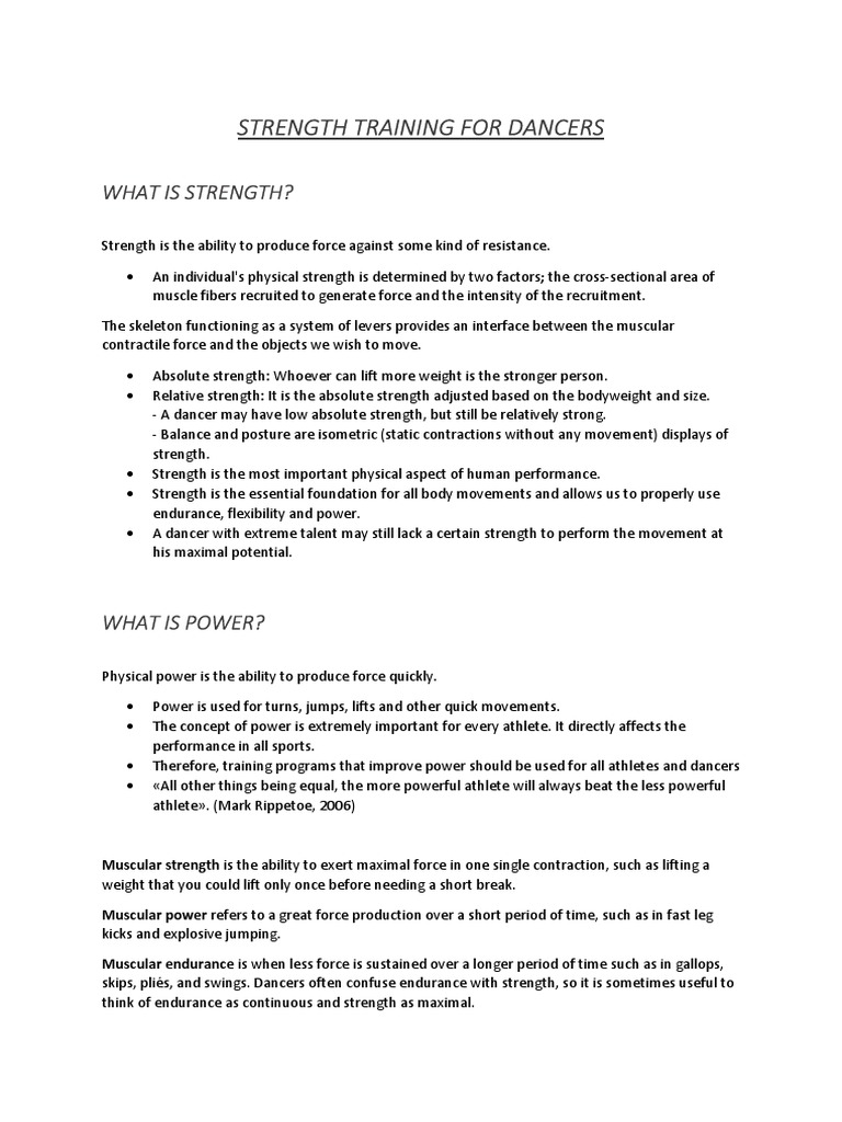 Strength Training for Dancers | PDF | Strength Training | Physical Fitness