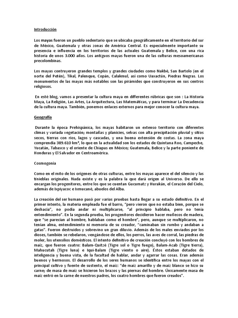 Introducción a la Cultura Maya | PDF | Civilización maya | Mesoamérica