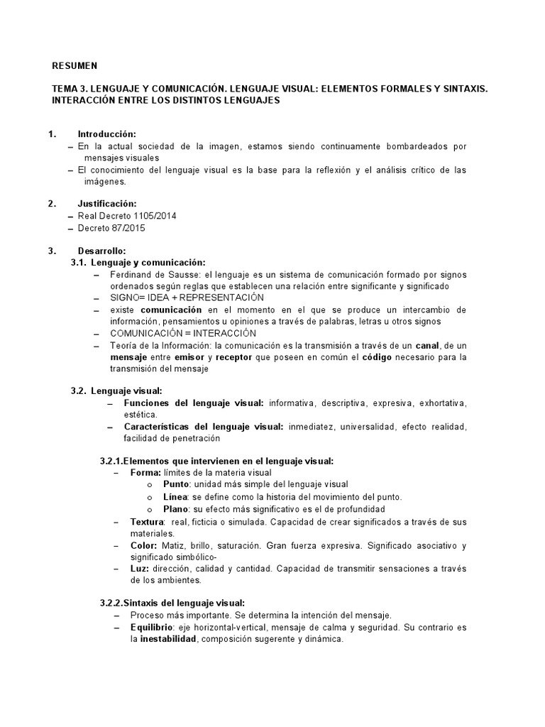 Resumen Tema3 | PDF | Comunicación | Percepción visual
