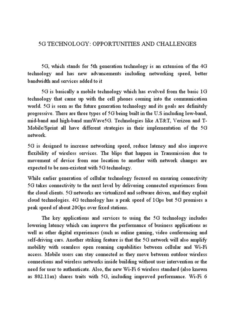 5G Technology: Opportunities and Challenges | PDF | Radio Spectrum | 4 G
