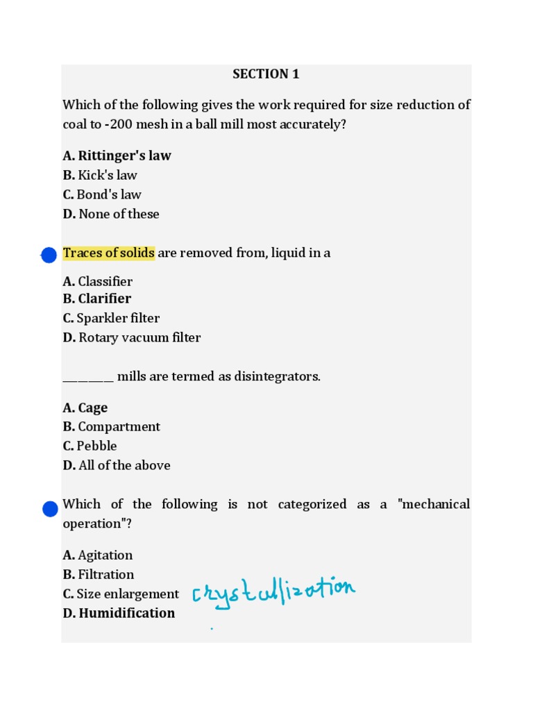 Sfo MCQ-3 | PDF | Mill (Grinding) | Filtration