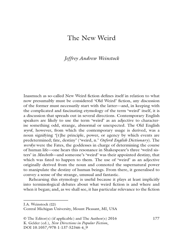 The New Weird: Jeffrey Andrew Weinstock | PDF | H. P. Lovecraft | Pulp ...