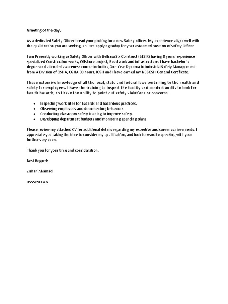 Application for Safety Officer Position | PDF | Career & Growth