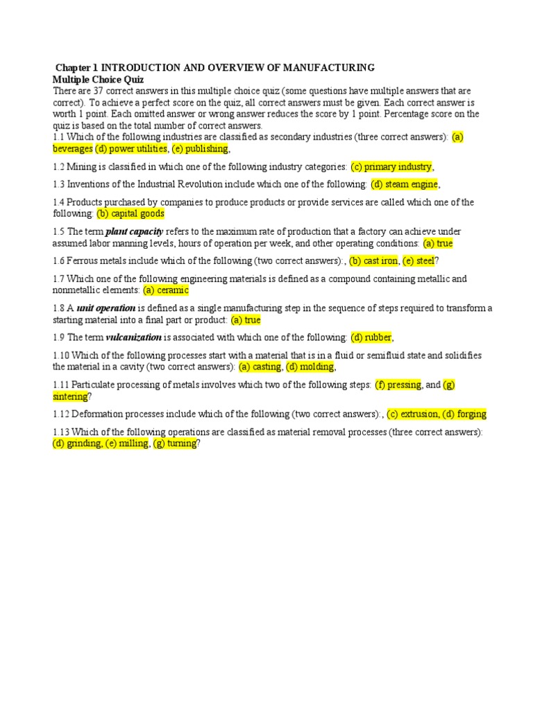 Chapter 1 INTRODUCTION AND OVERVIEW OF MANUFACTURING | PDF | Extrusion ...