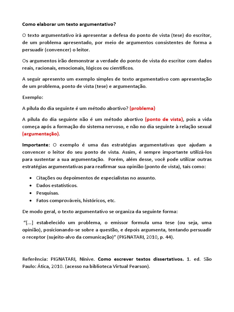 Como Elaborar Um Texto Argumentativo | PDF