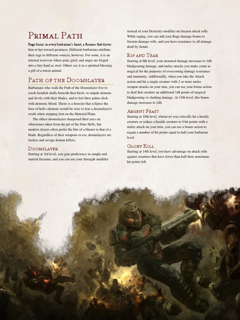 (Subclass) (Barbarian) Path of The Doomslayer | PDF