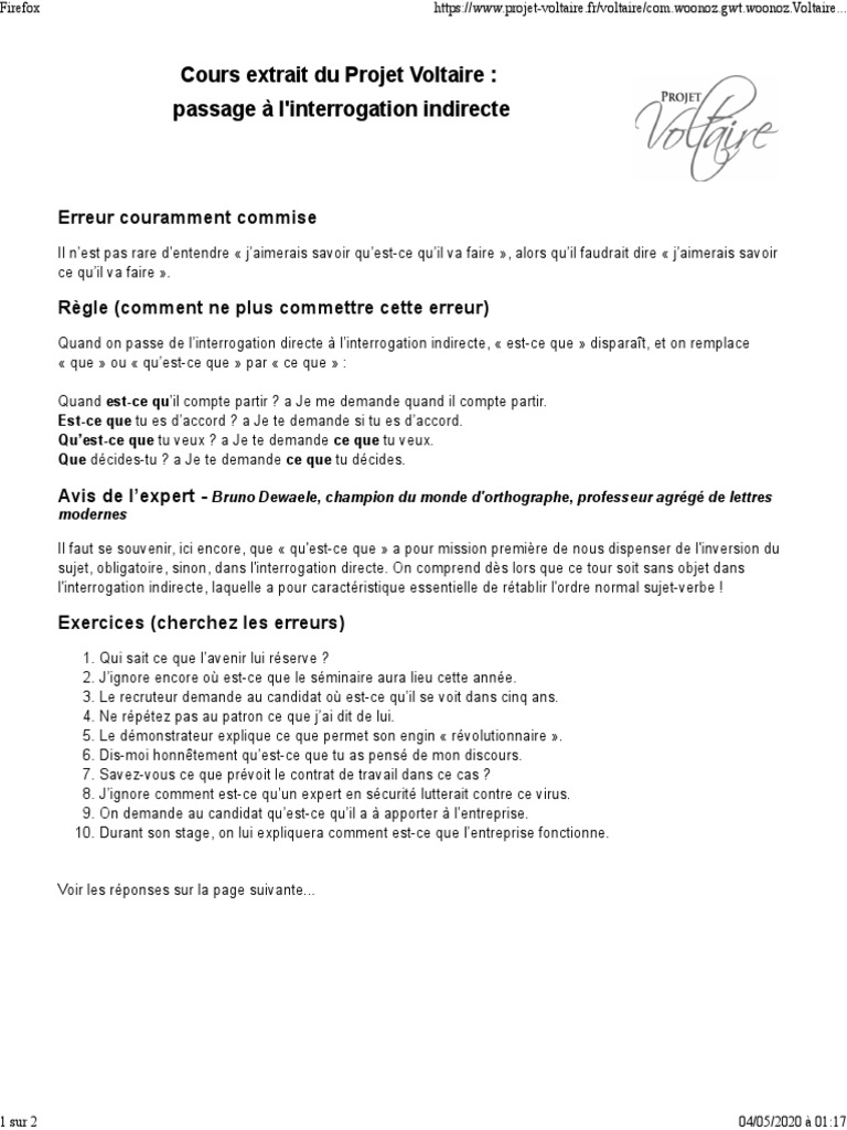 Interrogation Indirect | PDF | Question | Phrase