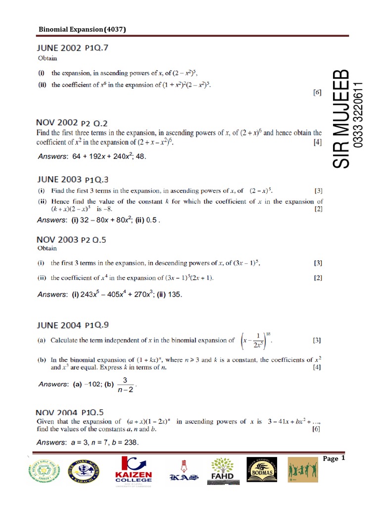 Binomial Expansion A (4037) | PDF | Algorithms | Computational Science