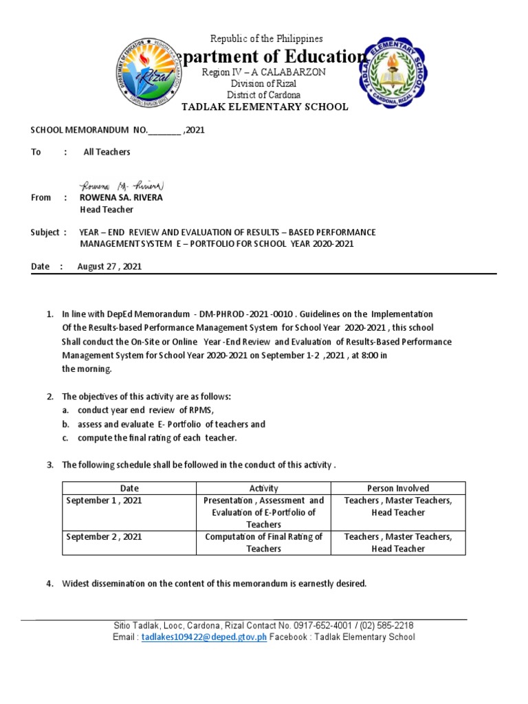 Department of Education: Tadlak Elementary School | PDF