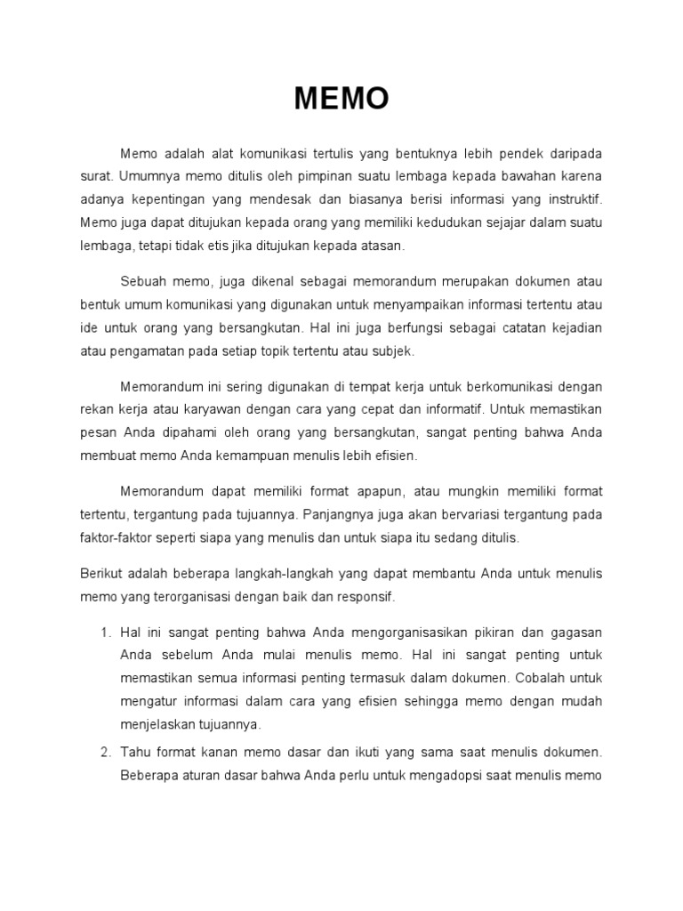 Panduan Menulis Memo Efektif | PDF | Seni & Disiplin Bahasa