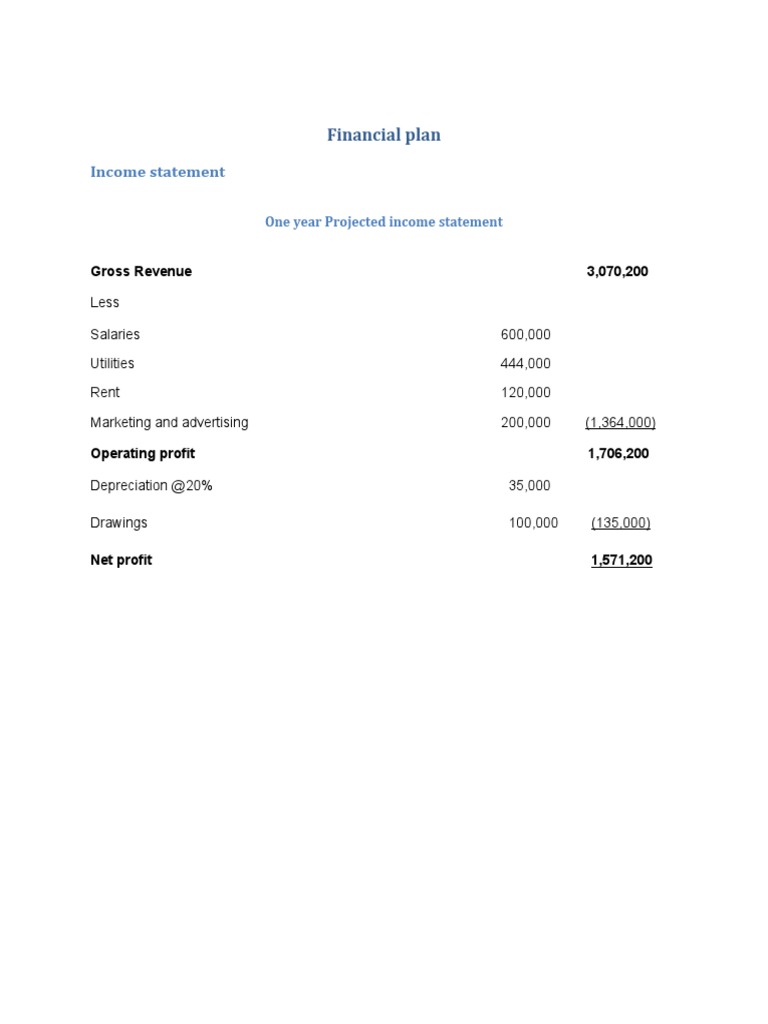 Financial Plan: Income Statement | PDF