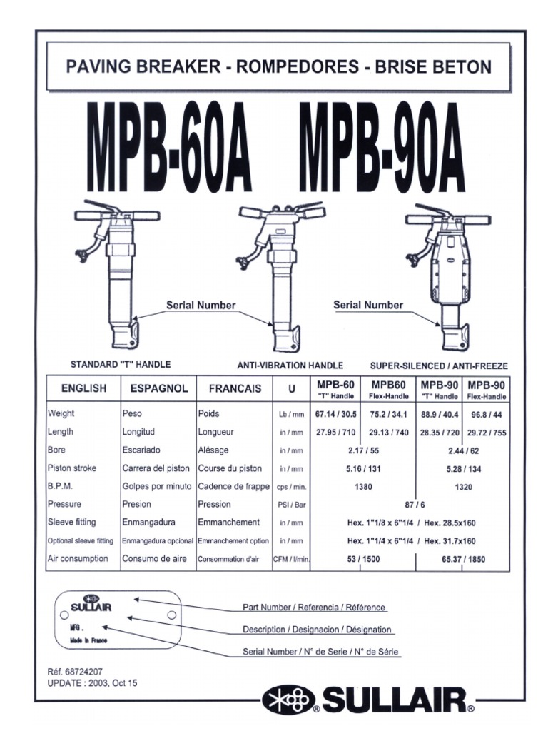Despiece y Numero de Parte MPB 60A y 90A | PDF