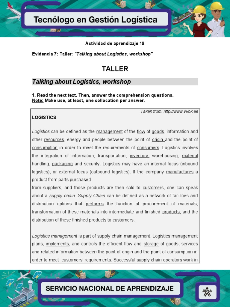 Evidencia - 7 - Workshop - Talking - About - Logistics - V2 - F | PDF ...