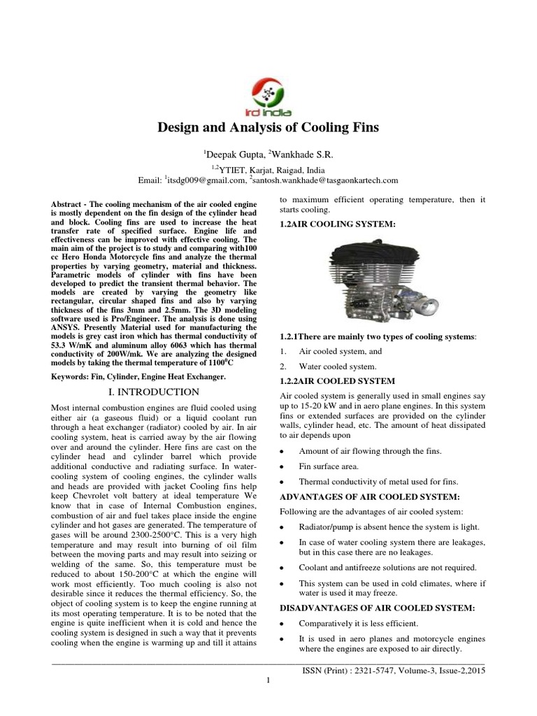 Cooling Fins Design and Analysis | PDF | Thermodynamics | Chemistry