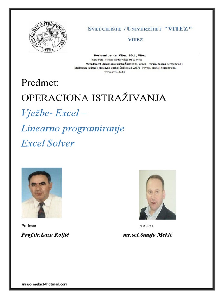 Vjezba Operaciona Istrazivanja Solver - 4 - 7995 | PDF
