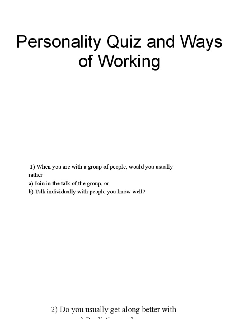 Personality Quiz and Ways of Working | PDF | Extraversion And ...