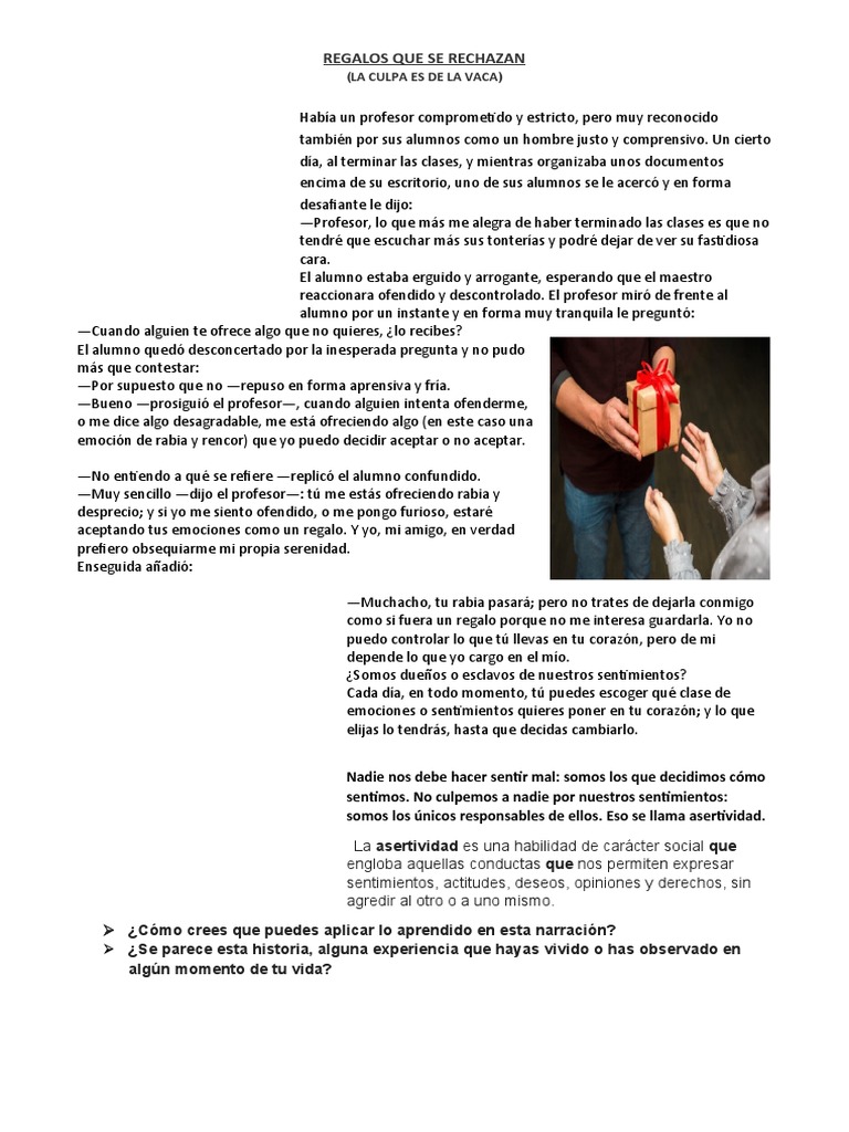 Lectura de Reflexión Regalos Que Se Rechazan-2021 | PDF