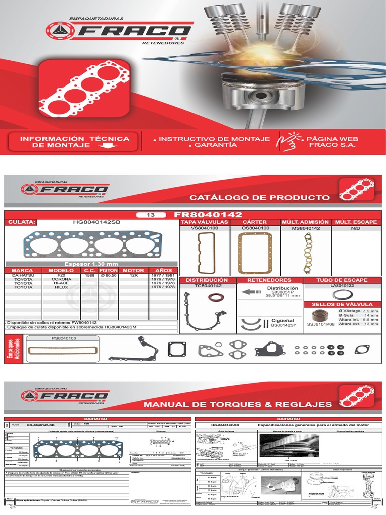 Dahiatsu F20 Toyota Hilux 12R. | PDF | Vehículo de motor | Propulsión