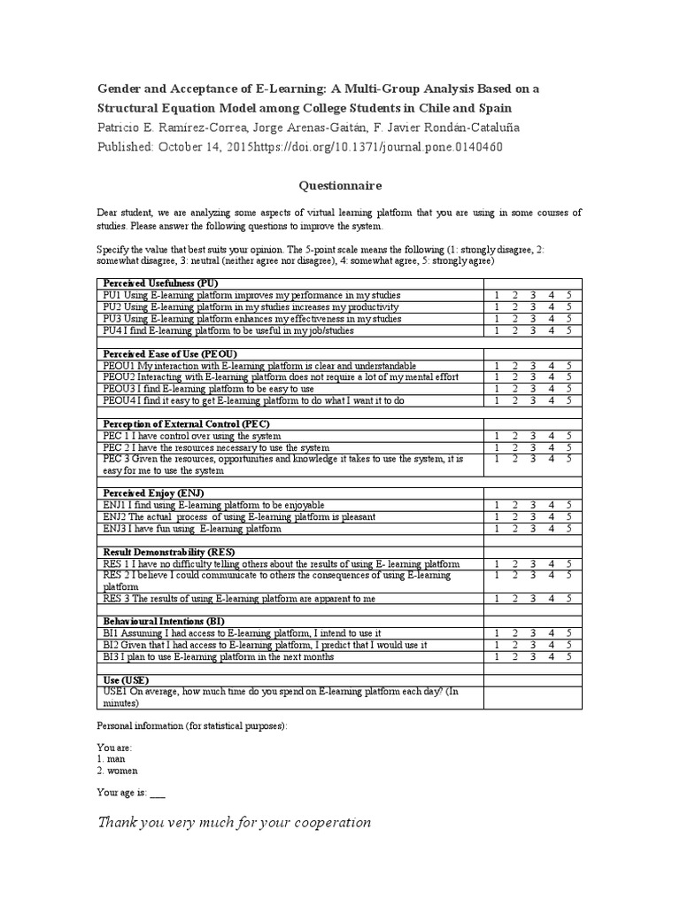 Questionnaire 3 - MultiGroup Analysis | PDF | Educational Technology ...