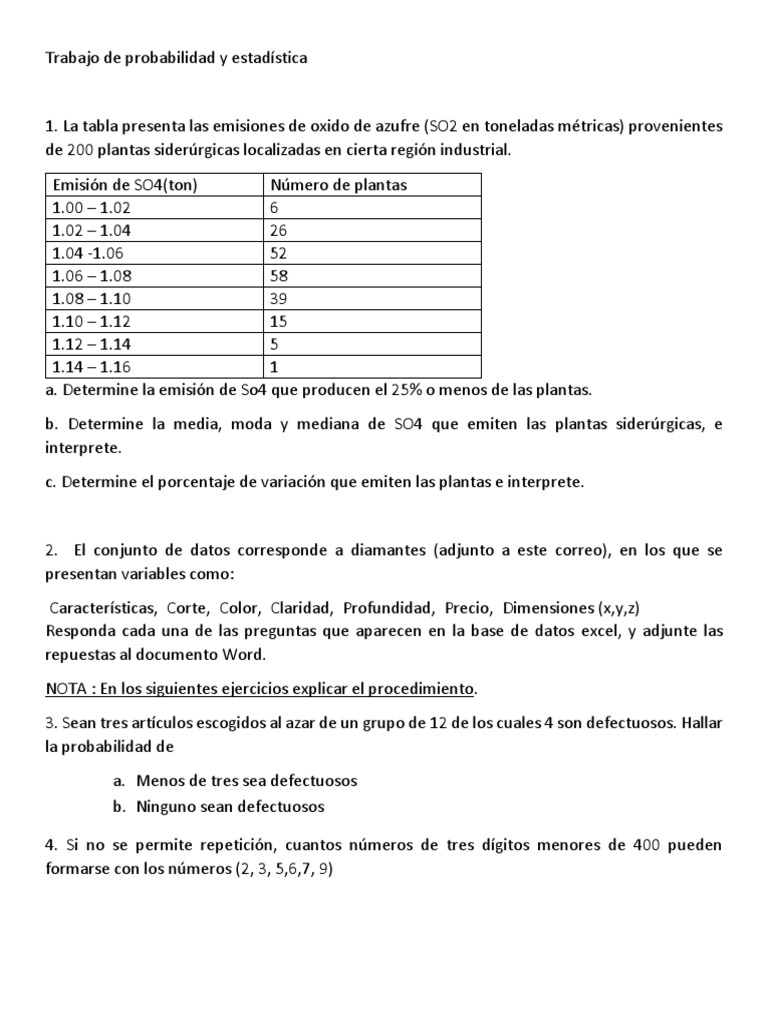 Trabajo de Probabilidad y Estadística | PDF