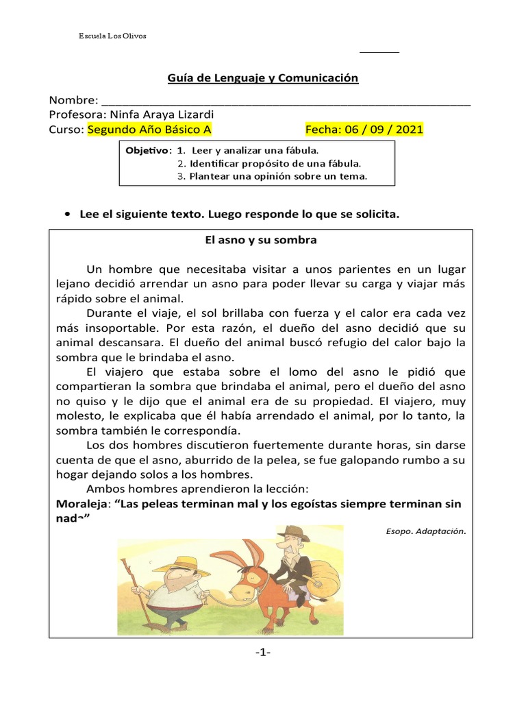 Evaluacion Fabulas | PDF | Fábula