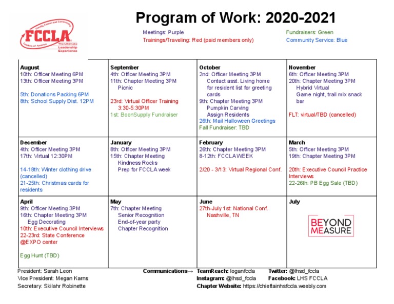 FCCLA 2020-2021 Program Schedule | PDF