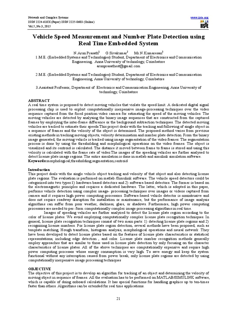 Vehicle Speed Measurement And Number Plate Detection Using Pdf Image Segmentation Image