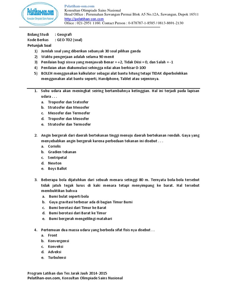 GEO-T02 (Soal) Meteo | PDF