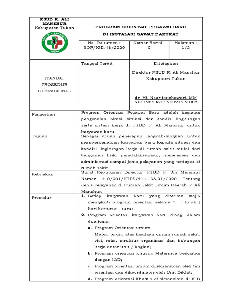 Sop - Igd.48 Program Orientasi Pegawai Baru | PDF | Karier & Perkembangan