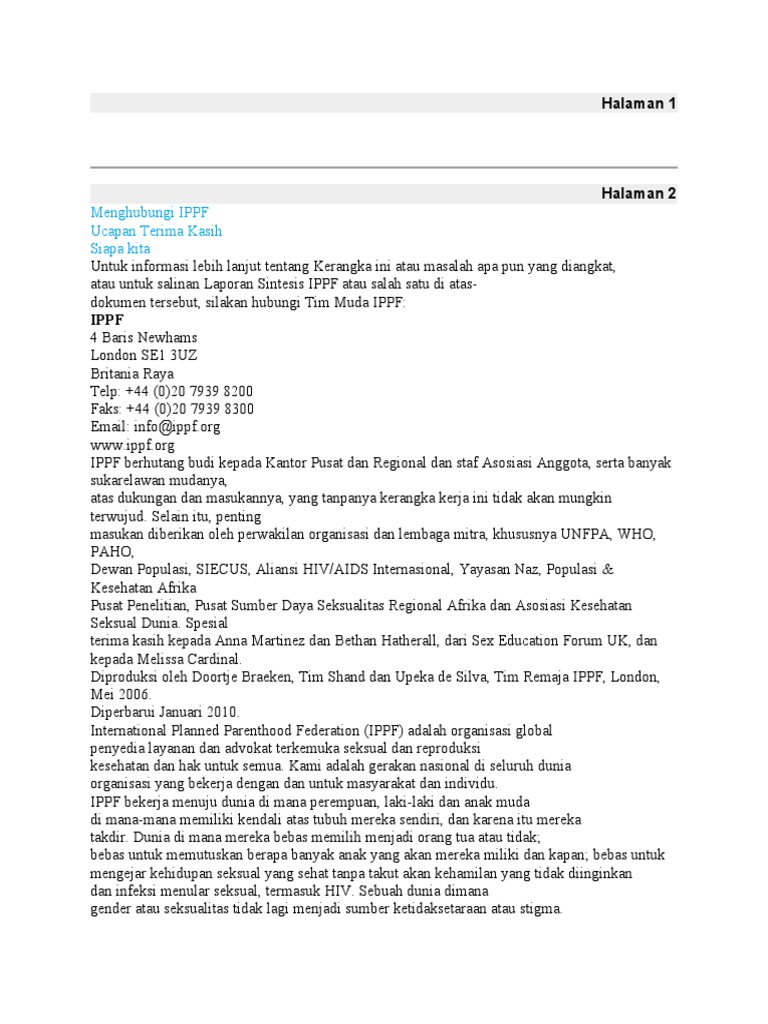 Ippf - Framework - For - Comprehensive - Sexuality - Education Terj. | PDF