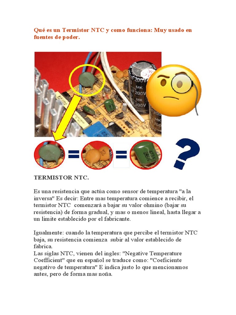 Qué Es Un Termistor NTC y Como Funciona | PDF | Corriente eléctrica ...