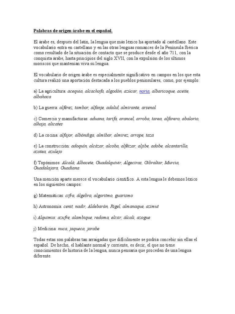 Léxico Árabe en el Español | PDF