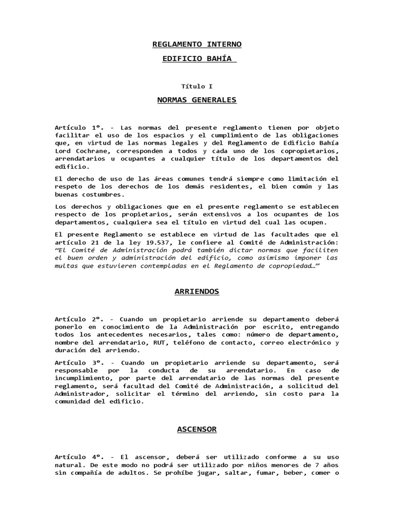 Reglamento Edificio | Descargar gratis PDF | Condominio | Multa (pena)
