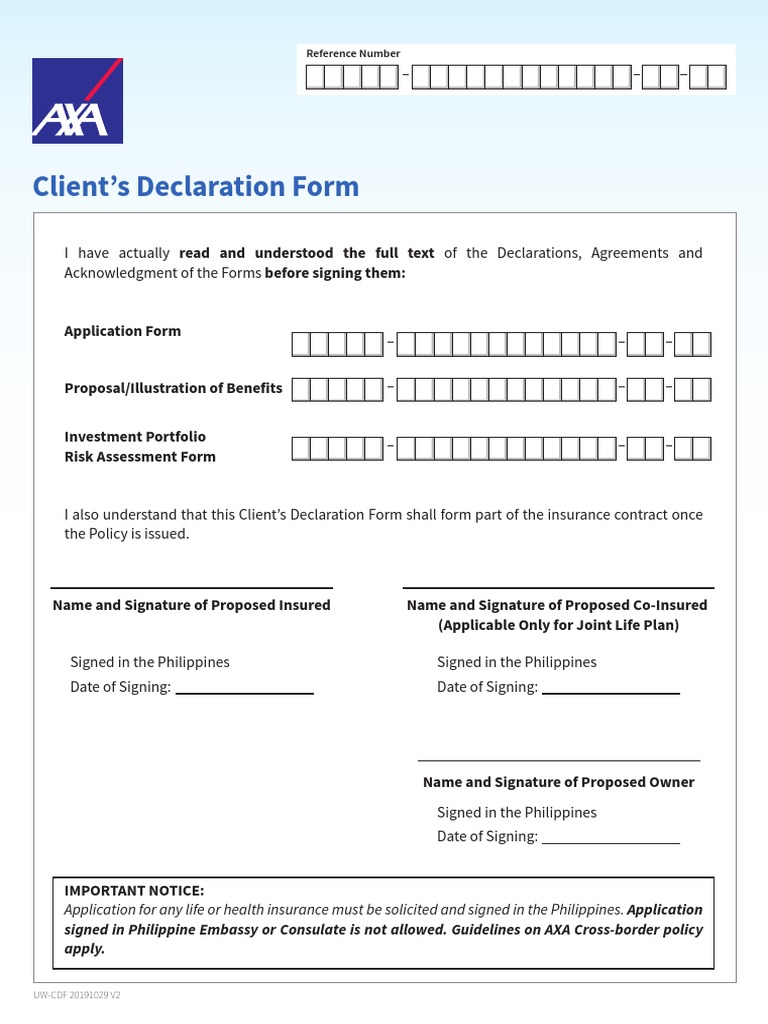 Client's Declaration Form | PDF
