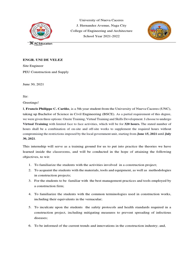 Application Letter Individual Cariño | PDF | Engineering | Cognition