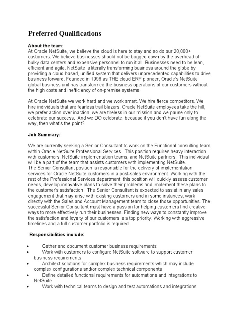 ORACLE - PH - NS - PS - Consultant | PDF | Oracle Corporation | Business