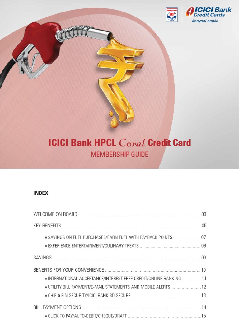 ICICI Bank HPCL Coral Credit Card Membership Guide | PDF | Credit Card ...