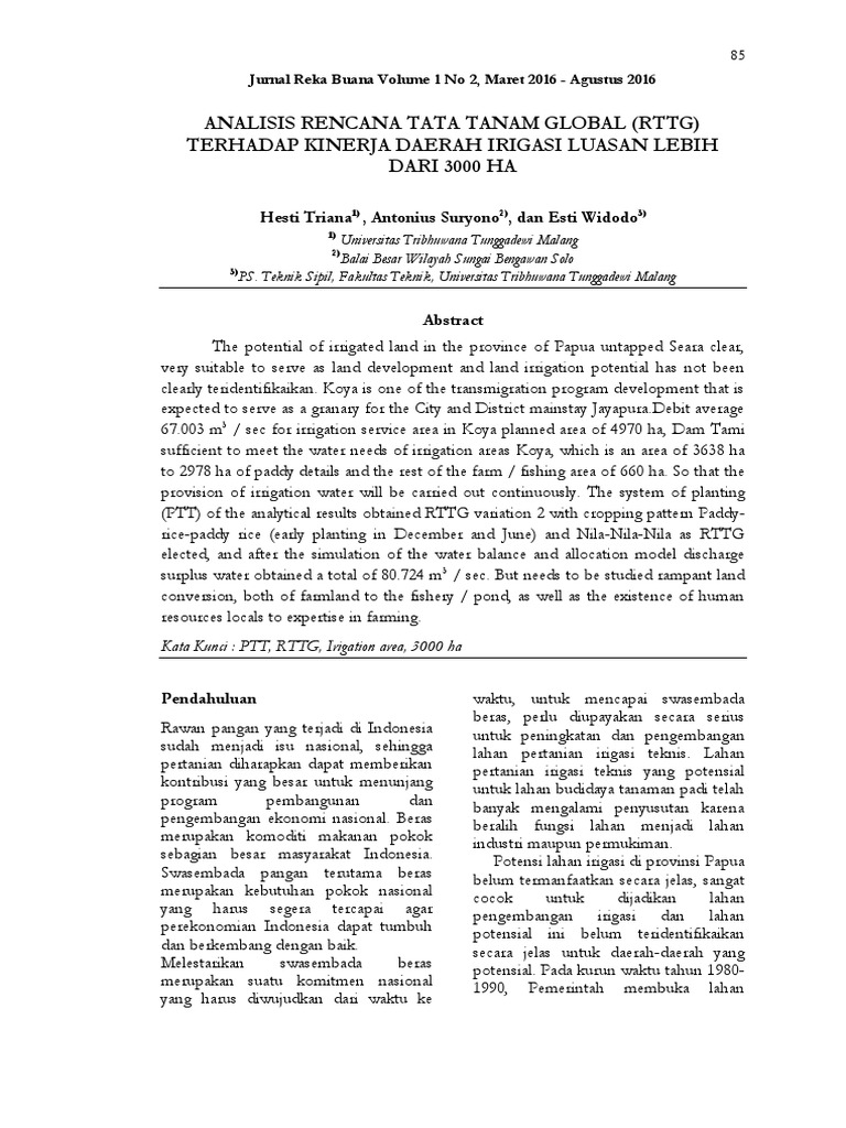 Analisis Rencana Tata Tanam Global (RTTG) Terhadap Kinerja Daerah ...