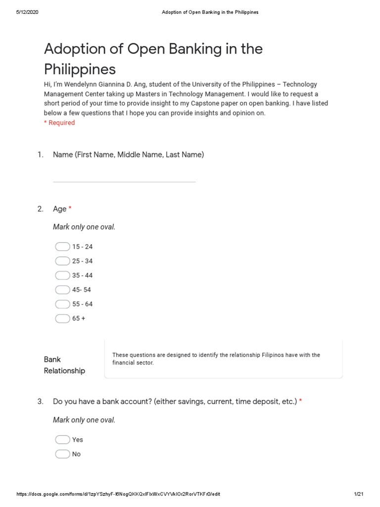 Survey Form - Open Banking - Google Forms | PDF | Banks | Financial ...