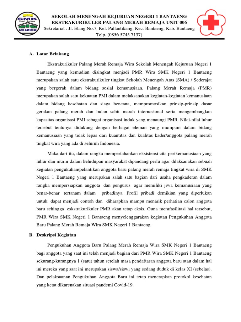 Proposal Pengukuhan PMR | PDF