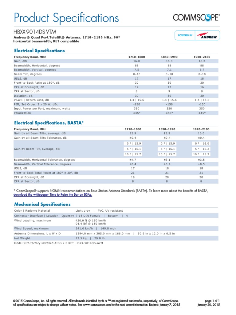 Product Specifications Product Specifications: HBXX HBXX - 9014DS ...